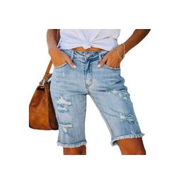 KIKI Jeansshorts Shorts Damen High Waist Skinny