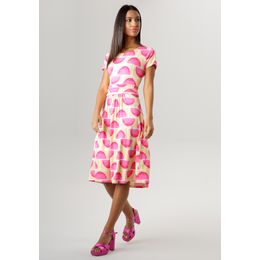 Sommerkleid Aniston SELECTED Gr. 36, N-Gr, bunt (apricot, weiß, pink) Damen Kleider Knielange