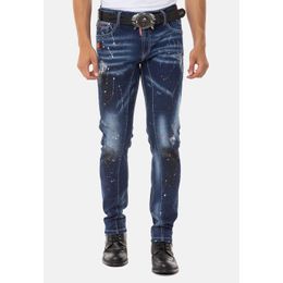 Cipo & Baxx Straight-Jeans CIPO & BAXX Gr. 40, Länge 32, blau (dunkelblau) Herren Jeans Straight Fit