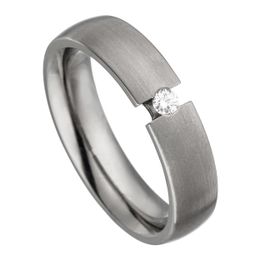 Fingerring Jobo "Ring mit Diamant 0,05 ct." Fingerringe Gr. 56, SI = kleine Einschlüsse, Diamanten-Titan, grau (titanfarben) Damen Fingerringe