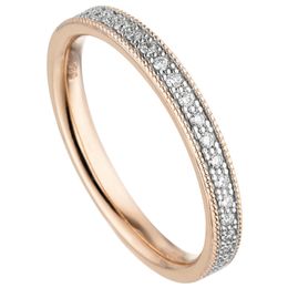 Fingerring Jobo "Ring mit 19 Diamanten" Fingerringe Gr. 56, SI = kleine Einschlüsse, Roségold 585-Diamanten, rosegold (roségold 585) Damen Fingerringe