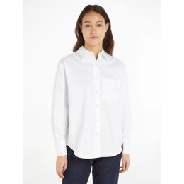 Hemdbluse Calvin Klein "RELAXED COTTON SHIRT" Gr. 42, weiß (bright, white) Damen Blusen langarm