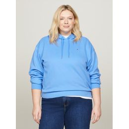 Kapuzenpullover Tommy Hilfiger Curve "CRV REG FLAG ON CHEST HOODIE" Gr. 48, blau (blue spell) Damen Pullover Kapuzenpullover