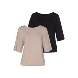 T-Shirt Vivance Gr. 40/42, beige (sand, schwarz) Damen Shirts Jersey Bestseller