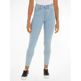 Skinny-fit-Jeans Calvin Klein Jeans "HIGH RISE SUPER SKINNY ANKLE" Gr. 28, N-Gr, blau (denim light) Damen Jeans Röhrenjeans