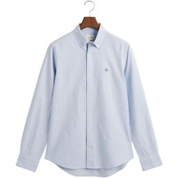Langarmhemd Gant "Slim Fit Oxford Hemd strukturiert langlebig dicker" Gr. L, N-Gr, blau (light blue) Herren Hemden Langarm