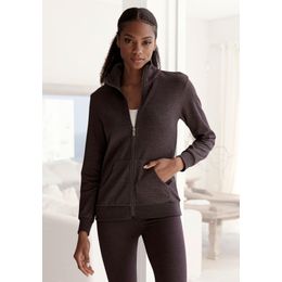 Sweatjacke BENCH. LOUNGEWEAR "- Loungejacke" Gr. 40/42, grau (anthrazit meliert) Damen Sweatjacken