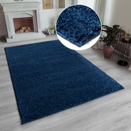 Hochflor-Teppich Home Affaire "Shaggy 30" Teppiche Gr. B/L: 280 cm x 390 cm, 30 mm, 1 St., blau Esszimmerteppiche Teppich, Uni Farben, besonders weich und kuschelig