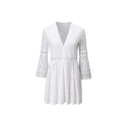 FIDDY A-Linien-Kleid Sommerkleid V Ausschnitt Floral Spitze 3/4 Ärmel Elegant Mini Kleider