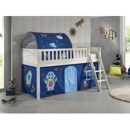 Vipack - Spielbett SCOTT, LF 90 x 200 cm, mit Rolllattenrost, Leiter und Textilset Vorhang und Tunne