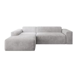 Juskys Sofa Vals Links mit PESO Stoff - Ecksofa Couch Wohnzimmer modern Sitzfläche - Hellgrau