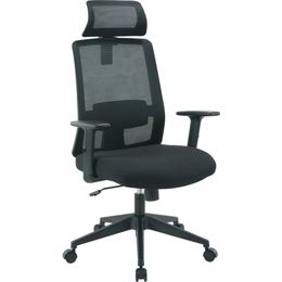 Inosign Bürostuhl Tallard, Mesh Schreibtischstuhl, ergonomische Ausstattung, verstellbare Kopfstütze, Lumbalstütze & Armlehnen, schwarz