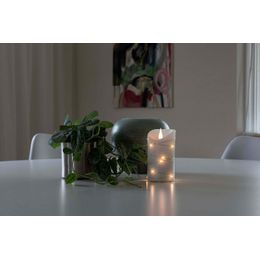 Konstsmide LED-Kerze Weihnachtsdeko (1-tlg), LED Echtwachskerze, weiß, mit 3D Flamme und silberfb. Draht umwickelt, weiß