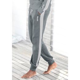 Bench. Loungewear Sweathose mit Seitenstreifen und schmalem Bein, grau|weiß