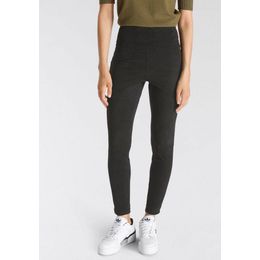 AJC Highwaist Leggings in Velourleder-Optik, schwarz