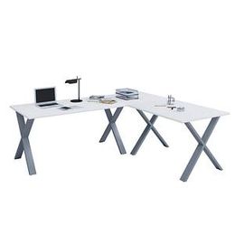 Vcm my office Lona Schreibtisch weiß rechteckig, X-Fuß-Gestell silber 190,0 x 80,0 cm