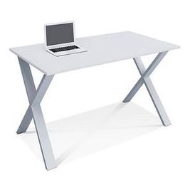 Vcm my office Lona Schreibtisch weiß rechteckig, X-Fuß-Gestell silber 80,0 x 50,0 cm