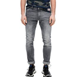 QS 5-Pocket-Jeans mit leichten Abriebeffekten, grau