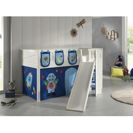 Vipack - Spielbett SCOTT, LF 90 x 200 cm, mit Rolllattenrost, Rutsche, Leiter und Textilset Vorhang