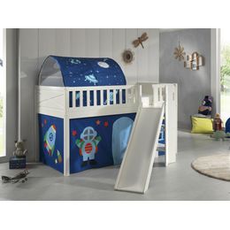 Vipack - Spielbett SCOTT, LF 90 x 200 cm, mit Rolllattenrost, Rutsche, Leiter und Textilset Vorhang