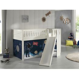 Vipack - Spielbett SCOTT, LF 90 x 200 cm, mit Rolllattenrost, Rutsche, Leiter und Textilset "Space S