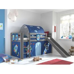 Vipack - Spielbett Pino inkl. Rutsche mit Textilset Vorhang, Tunnel und 3 Taschen "Astro", Ausf. Kie