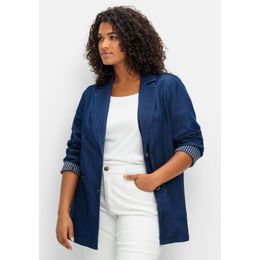 sheego Große Größen: Sweat-Blazer in Denimoptik, dark blue Denim, Gr.58