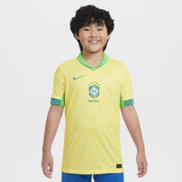 Brasilien 2024 Nike Dri-FIT Stadium Replica-Fußballtrikot für ältere Kinder - Gelb