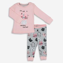 TK Maxx Rosa & graues Pyjamaset mit Katzenmuster