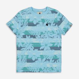 TK Maxx Blaues T-Shirt mit Blumenmuster und Streifen
