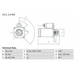 Bosch Starterfür BMW 3 316 i 320 325 5 525 24V 520 ix 318 518 g 328 323 523 528 is ti 7 728 i, iL Z3 1.9 1.8 2.8 Ci 2.0 330 xi 3.0 2.2 530 M 3.2