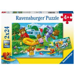 RAVENSBURGER VERLAG Ravensburger Kinderpuzzle - Familie Bär geht campen - 2x24 Teile Puzzle für Kinder ab 4 Jahren