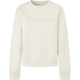 Pepe Jeans Sweatshirt, Rundhals-Ausschnitt, Logo-Print, für Damen, beige, XS