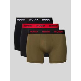 Hugo Trunks mit elastischem Logo-Bund im 3er-Pack