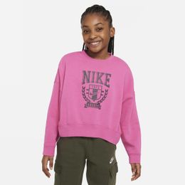 Nike Sportswear Fleece-Sweatshirt in Oversize mit Rundhalsausschnitt für ältere Kinder (Mädchen) - Rot