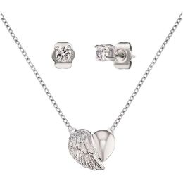 Engelsrufer Ohrring und Ketten Set Schmuck Geschenk, HEARTWING HERZFLÜGEL, ERMT-LILHEARTWING-ZI (Set, 3-tlg), mit Zirkonia (synth), silberfarben