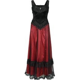 Sinister Gothic Langes Gothickleid Langes Kleid schwarz rot in L