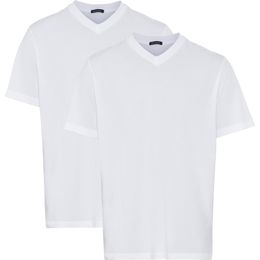 Schiesser Essentials T-Shirt, 2er-Pack, V-Ausschnitt, für Herren, weiß, S