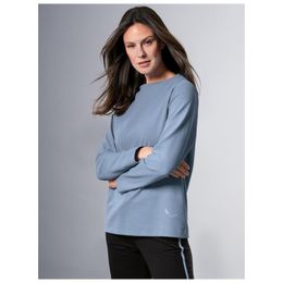 TRIGEMA Sweatshirt »Stehkragen Pullover mit Kristallsteinen« pearl-blue M M Strukturierte Sweat-Qualität