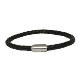 Vivance Armband »Edelstahl mit geflochtenem Leder schwarz« schwarz 21cm Schönes Armband aus Edelstahl