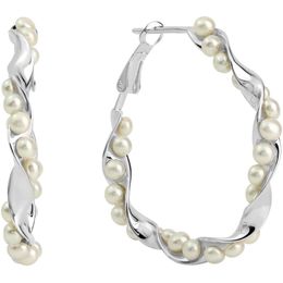 Firetti Paar Creolen Schmuck Geschenk Silber 925 Ohrschmuck Ohrringe, mit Süßwasserzuchtperle, silberfarben|weiß