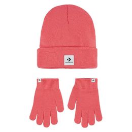 Converse 2tlg. Set: Beanie und Handschuhe "Cold Weather" in Koralle - 50-60 cm