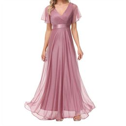 AFAZ New Trading UG Spitzenkleid Damen Ballkleid Lang Abendkleider Elegant für Hochzeit mit Kurze Ärmel