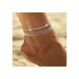 KIKI Fußkette Silver Fußkette Crystal Ankle Bracelet Layered Fußkette für Mädchen