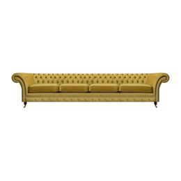 JVmoebel 4-Sitzer Luxus Gelb Sofa Viersitzer Einrichtung Chesterfield Textil Wohnzimmer
