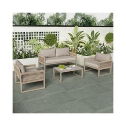 XDeer Gartenlounge-Set 4er-Set Garten Lounge Set Gartenmöbel-Set aus khakifarbenem