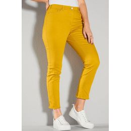 MIAMODA Röhrenjeans Jeans Slim Fit Fransensaum mit Schlitz 5-Pocket