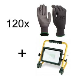 Arbeitshandschuhe Set 120 Paar Latex-Mittelstrick-Handschuh K029 Gr. 10 plus SMD LED Str