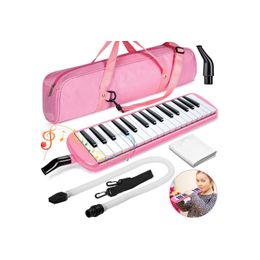 Avisto 32 Tasten Melodica Blasharmonika für Kinder mit Tragetasche Rosa Melodica