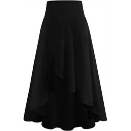 AFAZ New Trading UG Sommerkleid Damen Elegant High Waist Elastische Wickelrock Lang Rock mit Schlitz (Modischer